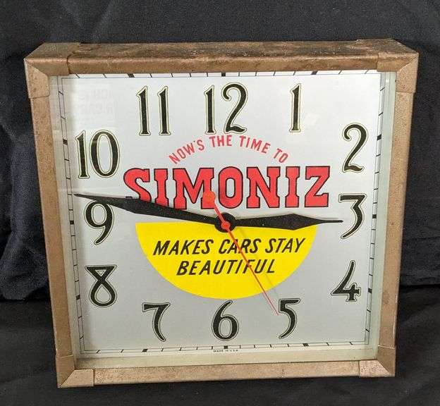 SIMONIZ AUTOMOBILE CAR POLISH CLOCK - Millers Auction Co.