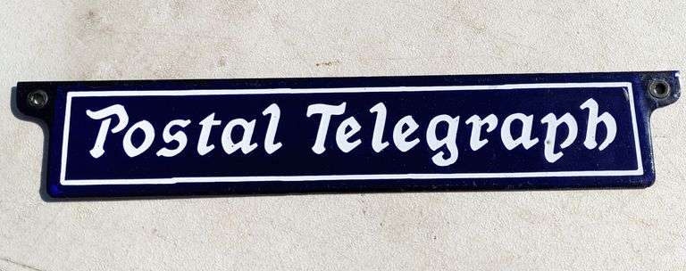 PORCELAIN BICYCLE MESSENGER SIGN POSTAL TELEGHRAPH 2 SIDED - Millers ...