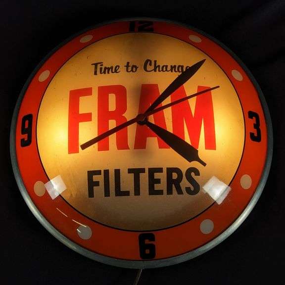 FRAM FILTERS DOUBLE BUBBLE CLOCK - Millers Auction Co.