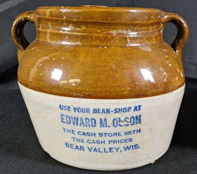 3 RED WING STONEWARE ADVERTISING BEAN POTS FOUNTAIN CITY BEAR VALLEY ...