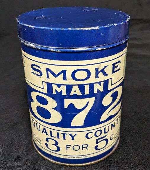 CIGAR TOBACCO TIN CAN SMOKE MAIN 872 3 FOR 5¢ MILWAUKEE WISCONSIN ...