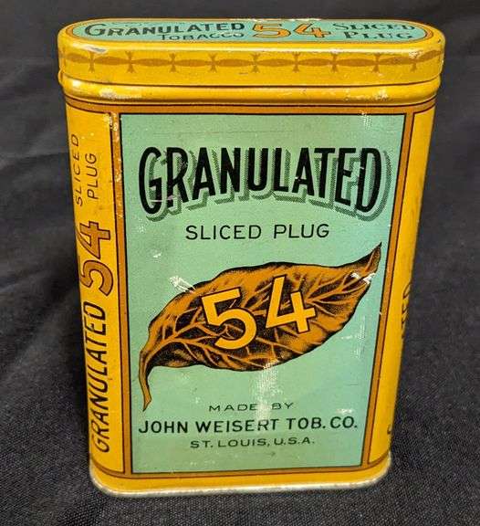 POCKET TOBACCO TIN CAN GRANULATED 54 JOHN WEISERT ST LOUIS MO - Millers ...