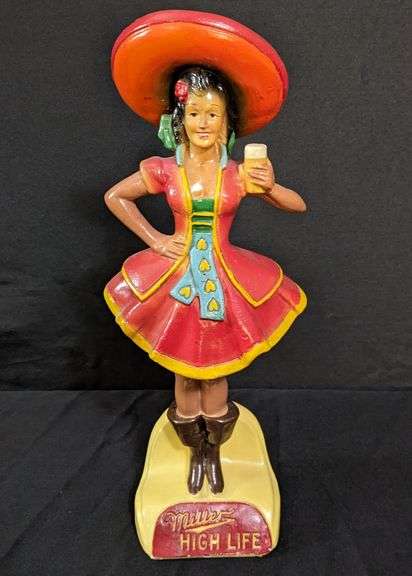 MILLER HIGH LIFE BEER GIRL PLASTER BACK BAR STATUE SIGN - Millers ...