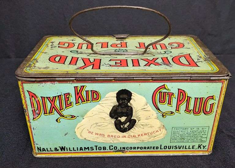 DIXIE KID CUT PLUG TOBACCO CAN TIN NALL & WILLIAMS LOUISVILLE KENTUCKY - Millers Auction Co.
