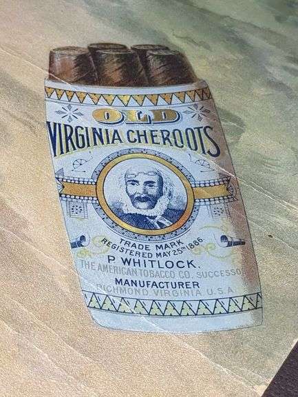 RARE DATED 1896 OLD VIRGINIA CHEROOTS 5 FOR 10¢ CIGARS LITHO SIGN CAT ...