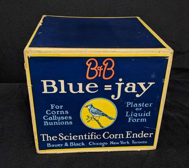 COUNTRY STORE DISPLAY CABINET B&B BLUE JAY CORN PLASTERS - Millers ...