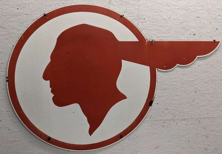 PORCELAIN DEALERSHIP SIGN PONTIAC INDIAN CHIEF - Millers Auction Co.
