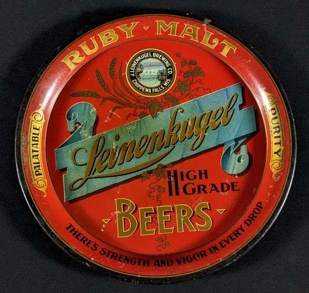 PRE PRO BEER TRAY LEINENKUGEL "LEINENKUGELS" RUBY MALT CHIPPEWA FALLS ...
