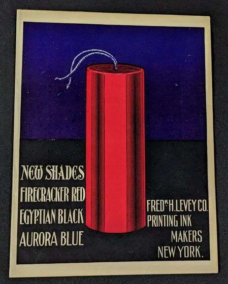 THICK PAPER POSTER SIGN FIRECRACKER RED INK FRED LEVEY CO NEW YORK ...