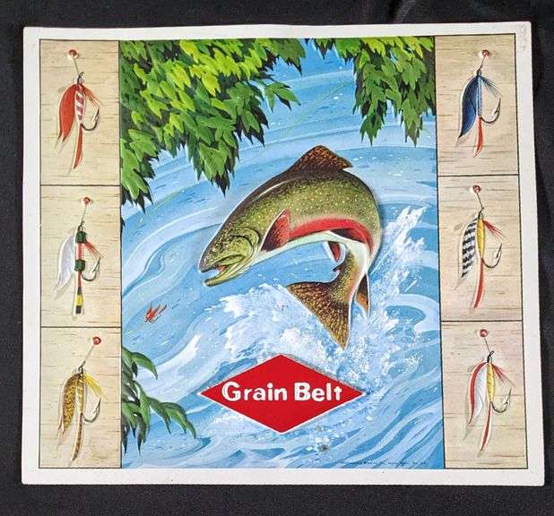 GRAIN BELT BEER SIGN RAINBOW TROUT FISH FISHING PLASTIC VACUFORM ...