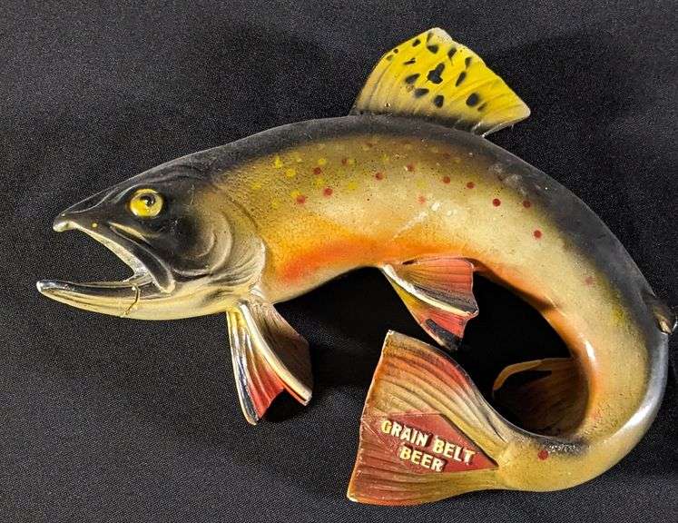 PLASTER TROUT FISH FISHING SIGN GRAIN BELT BEER MINNEAPOLIS MINNESOTA ...