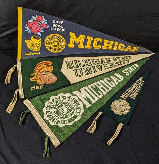 4 MICHIGAN STATE UNIVERSITY FELT PENNANTS - Millers Auction Co.