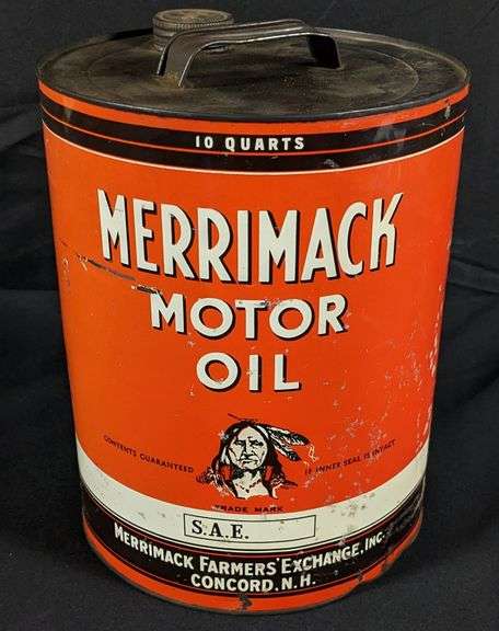 10 QUART OIL CAN MERRIMACK MOTOR OIL FARMERS EXCHANGE CONCORD NEW ...