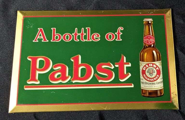 PRE PRO TOC TIN BEER SIGN A BOTTLE OF PABST MILWAUKEE WISCONSIN ...