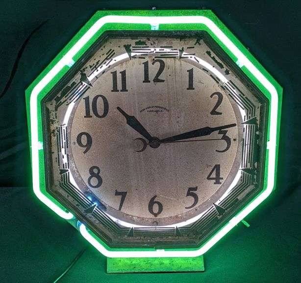 NEON DISPLAY PRODUCTS CLEVELAND OHIO NEON CLOCK - Millers Auction Co.