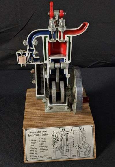 CUTAWAY DEMONSTRATION MODEL FOUR STROKE ENGINE HOHM - Millers Auction Co.