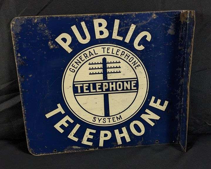 TIN FLANGE SIGN GENERAL TELEPHONE SYSTEM PUBLIC TELEPHONE - Millers ...