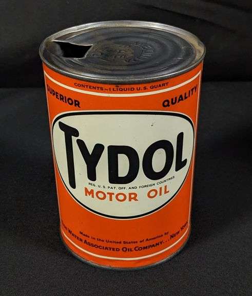 QUART OIL CAN TYDOL MOTOR OIL TIDEWATER ASSOCIATED - Millers Auction Co.
