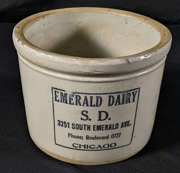 10# RED WING STONEWARE ADVERTISING BUTTER CROCK EMERALD DAIRY S.D ...