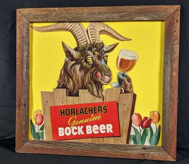 CARDSTOCK SIGN HORLACHER'S GENUINE BOCK BEER - Millers Auction Co.