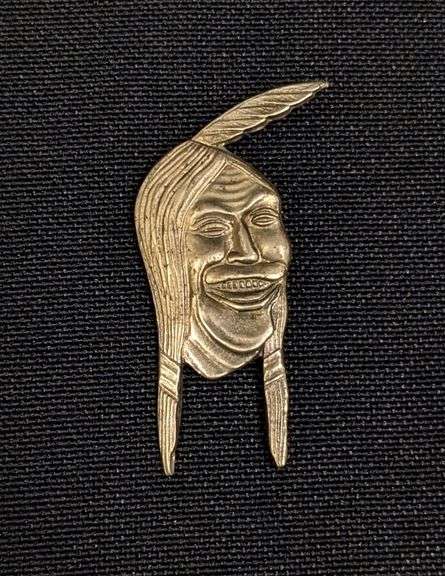 LAUGHING INDIAN MOTORCYCLE BADGE PIN - Millers Auction Co.