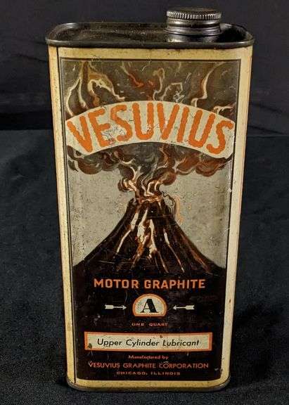 QUART OIL CAN VESUVIUS MOTOR GRAPHITE CHICAGO ILLINOIS (VOLCANO ...