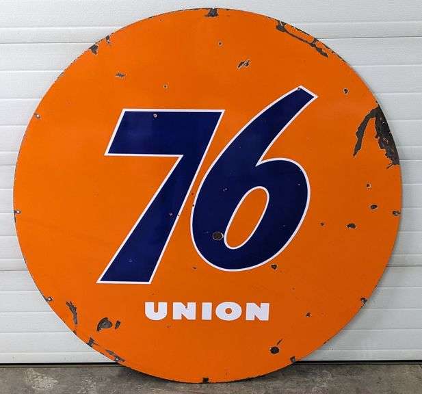 PORCELAIN SIGN UNION 76 GASOLINE (2 SIDED) - Millers Auction Co.