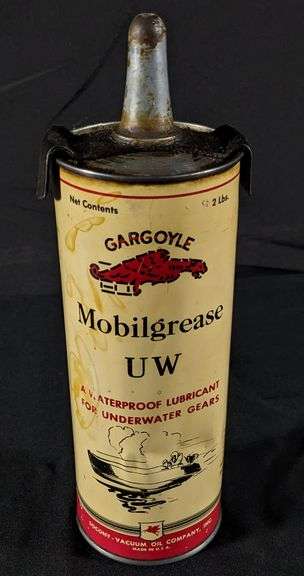 2# GREASE CAN GARGOYLE MOBILGREASE UW - Millers Auction Co.