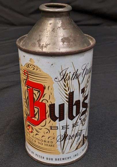 CONE TOP BEER CAN BUBS STRONG BEER PETER BUB BREWING WINONA MINNESOTA ...