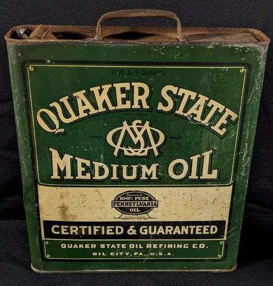 1 GAL SLIM OIL CAN QUAKER STATE MEDIUM OIL CITY PENNSYLVANIA - Millers ...