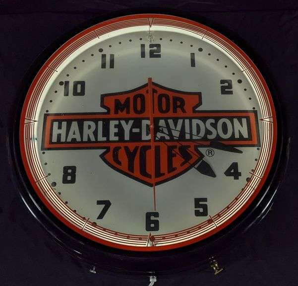 DATED 1991 HARLEY DAVIDSON NEON CLOCK - Millers Auction Co.
