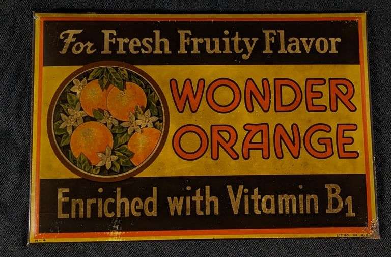 TOC TIN SIGN WONDER ORANGE FRESH FRUITY FLAVOR - Millers Auction Co.