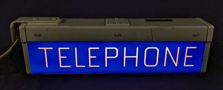 DOUBLE SIDED LIGHTED PUBLIC TELEPHONE SIGN - Millers Auction Co.