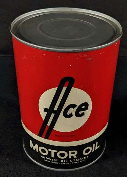 QUART OIL CAN ACE MOTOR OIL MIDWEST MINNEAPOLIS FARGO SIOUX FALLS ...