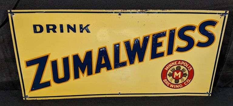 PRE PRO EMBOSSED TIN BEER SIGN MINNEAPOLIS BREWING CO DRINK ZUMALWEISS ...