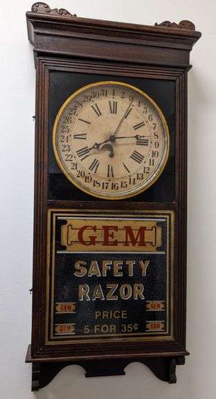 GEM SAFETY RAZOR ADVERTISING CLOCK SESSIONS 31 DAY CALENDAR - Millers ...
