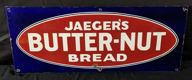 PORCELAIN SIGN JAEGER'S BUTTER NUT BREAD (MILWAUKEE WISCONSIN ...