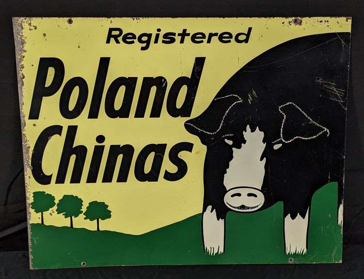 TIN FARM LIVESTOCK SIGN REGISTERED POLAND CHINA HOGS PIGS SWINE (2 ...