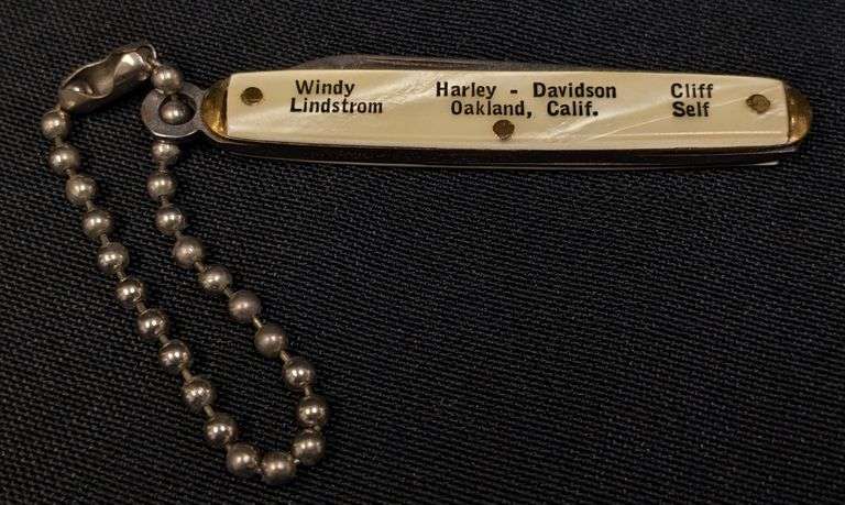 VINTAGE HARLEY DAVIDSON MOTORCYCLES KEYCHAIN POCKET KNIFE WINDY ...