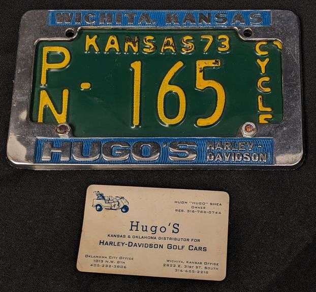 HUGO'S HARLEY DAVIDSON MOTORCYCLES & GOLF CARS LICENSE PLATE FRAME ...