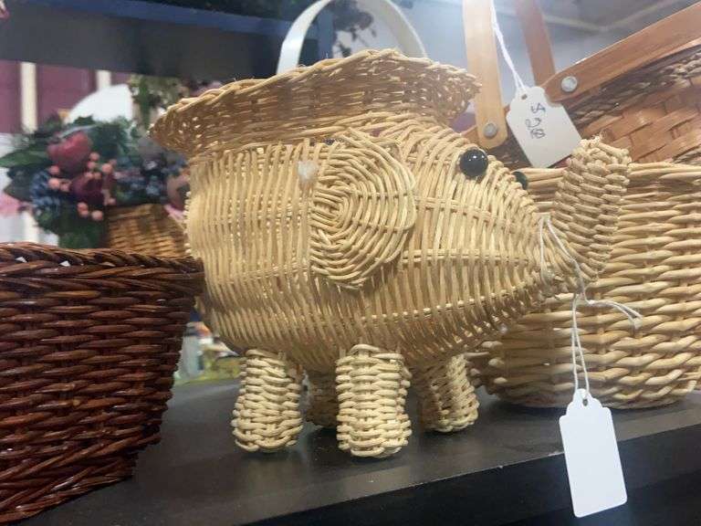 Pig collection and fun wicker baskets - McLaughlin Auctioneers, LLC- mc ...