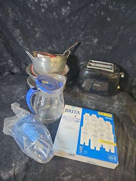 Vintage Tin Strainers, Brita Filter Pitcher, Toaster - McLaughlin ...