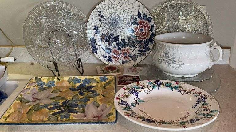 Decorative Floral and Grapevine Plates, Multicolor, Approx. 10-10.5 ...