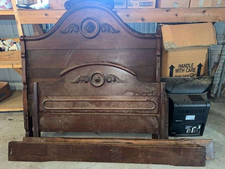 Full size antique wood headboard, and footboard - McLaughlin ...