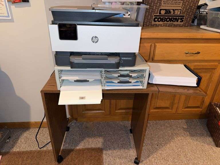 HP OfficeJet pro 9015 with ink, stand, paper - McLaughlin Auctioneers ...
