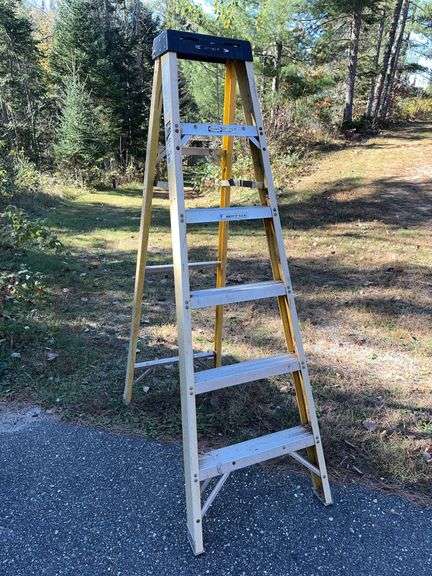 Werner 6 foot fiberglass ladder - McLaughlin Auctioneers, LLC- mc-bid.com
