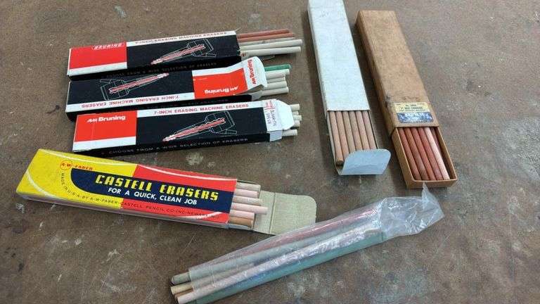 Bruning & Faber Castell Erasing Machine Erasers, 7-inch, Red/White ...