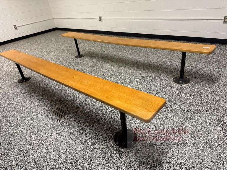 Two Wood Locker Room Benches - McLaughlin Auctioneers, LLC- mc-bid.com
