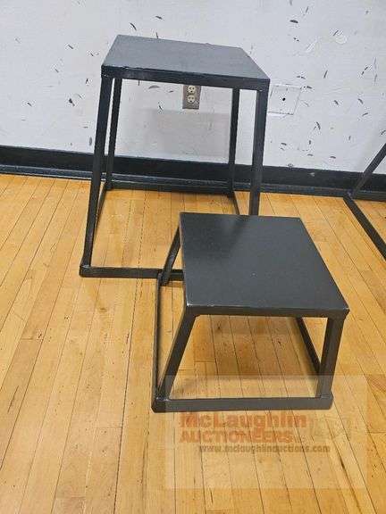 Black Metal Plyometric Jump Boxes, Set of 2, Approx. 24" & 12" Heights ...