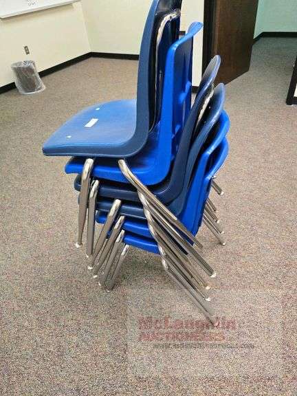 Stackable Blue School Chairs - McLaughlin Auctioneers, LLC- mc-bid.com